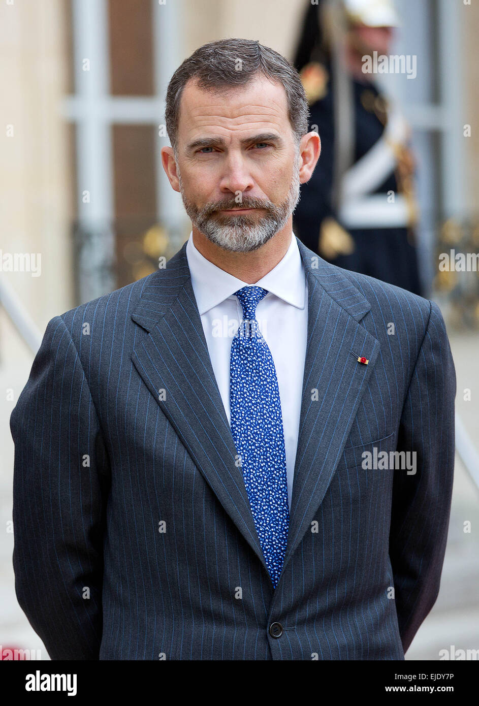 Paris, France. 24th Mar, 2015. Spanish King Felipe attends a statement ...