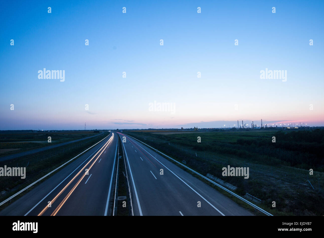 Cars speeding on a highway near city Szeged, Hungary Stock Photo - Alamy