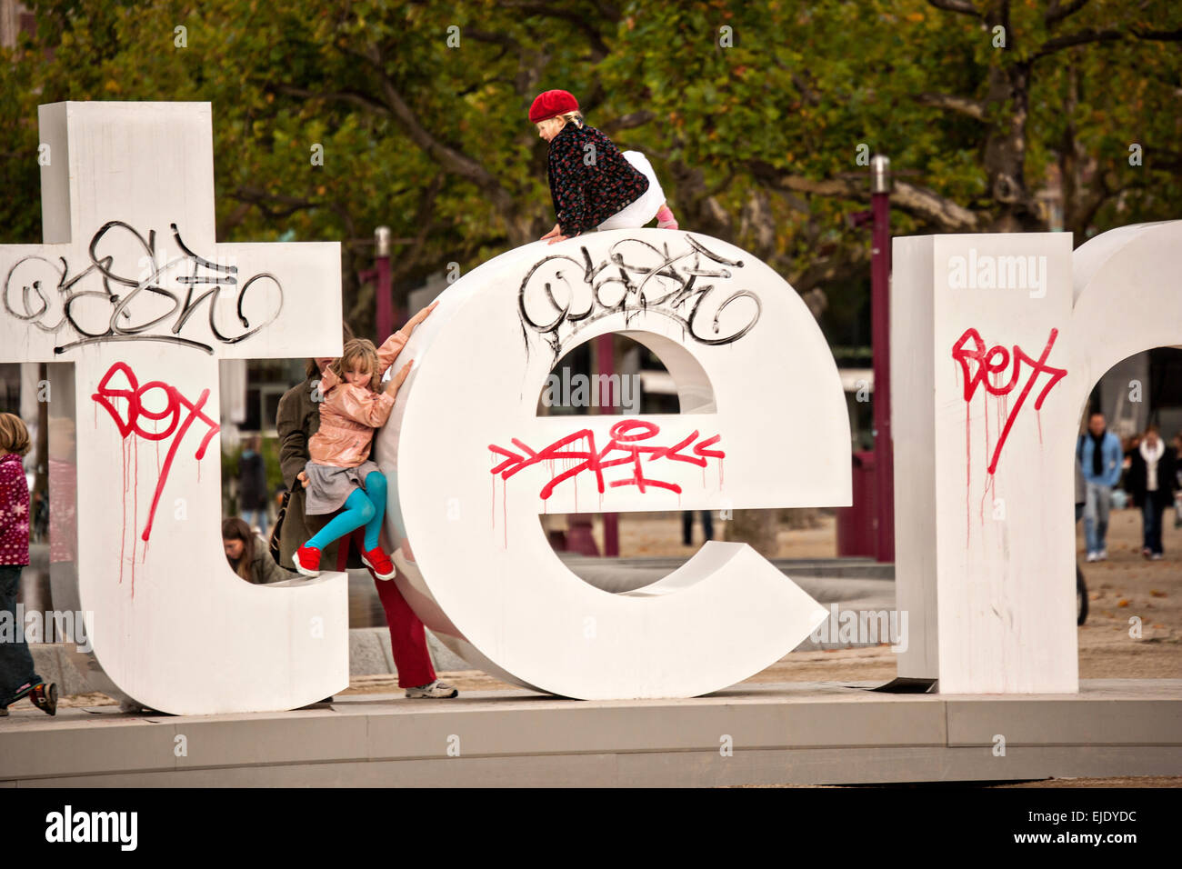 The I Amsterdam letters on Museumplein or museum square in Amsterdam in ...