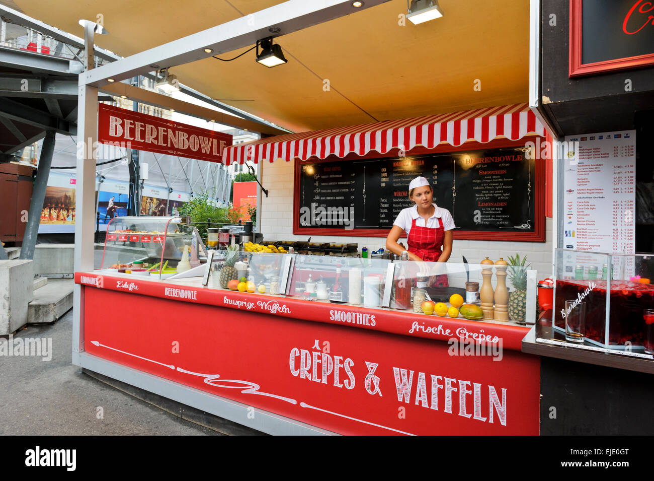 A stall selling crepes and waffles near the Town Hall in Vienna ...