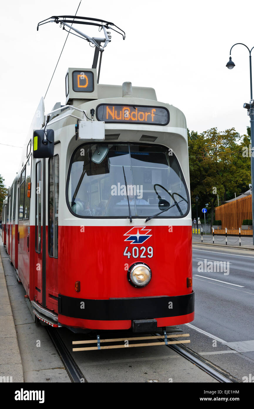 A traditional red electric tram in Vienna, Austria Stock Photo - Alamy