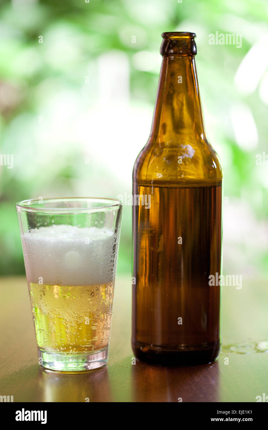 A glass of cold bear in the nature Stock Photo - Alamy