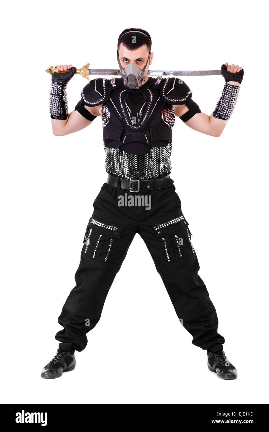 Man with sword isolated on white Stock Photo - Alamy