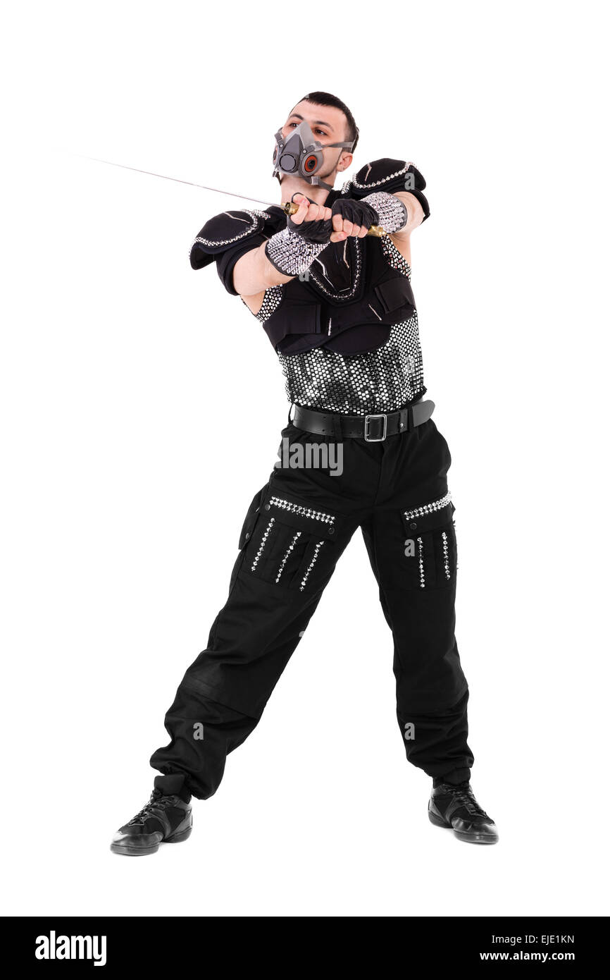Man with sword isolated on white Stock Photo - Alamy