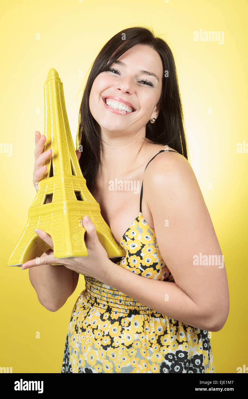 Eiffel tour yellow Stock Photo - Alamy