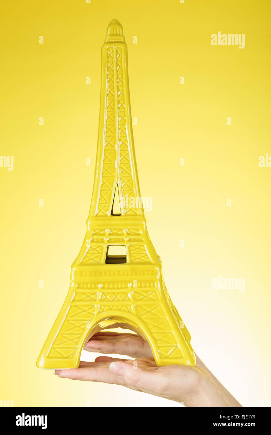 Eiffel tour yellow Stock Photo - Alamy