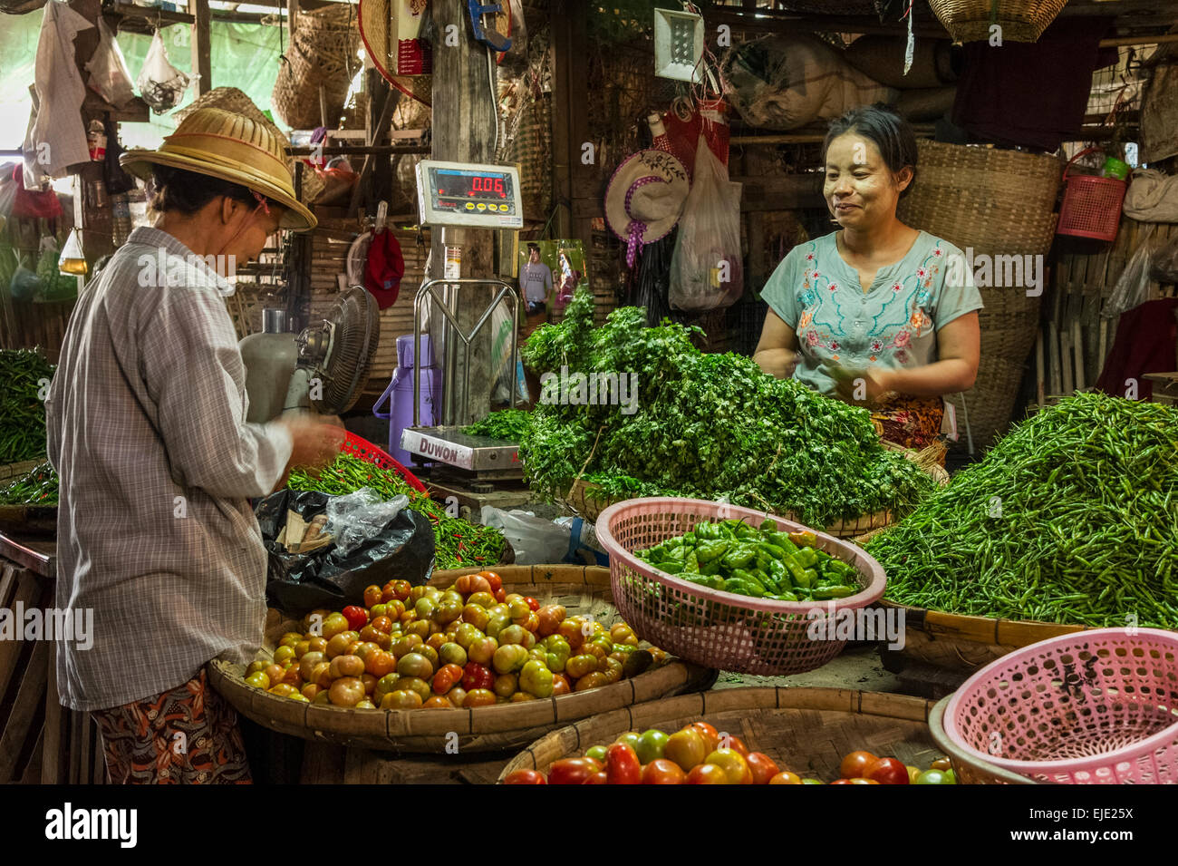 Myanmar, Yangon city street scenes, The market Stock Photo - Alamy