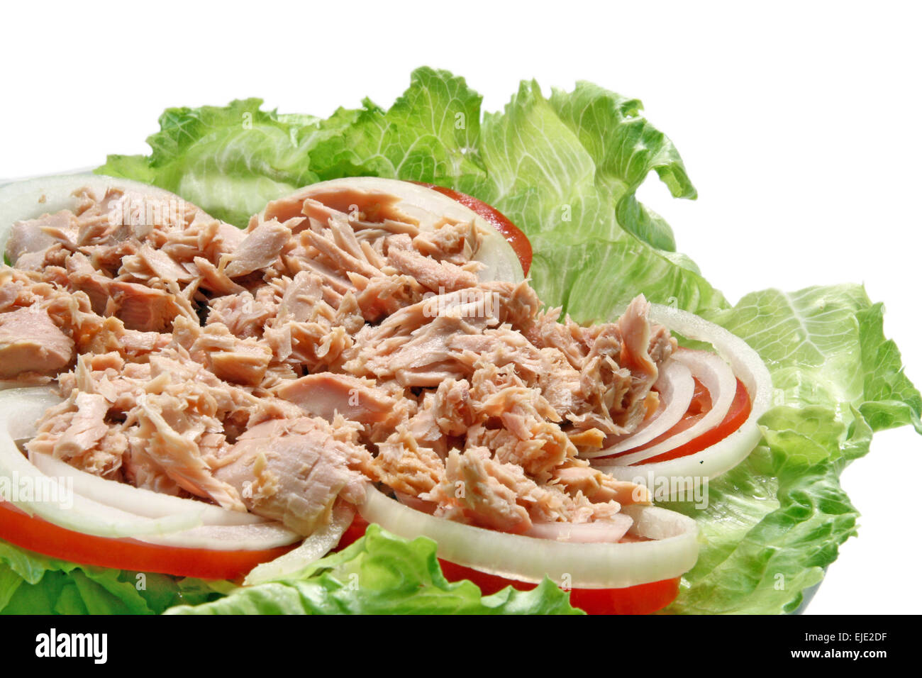 Preparation of Thai spicy Tuna with Green salad onion and tomato ...