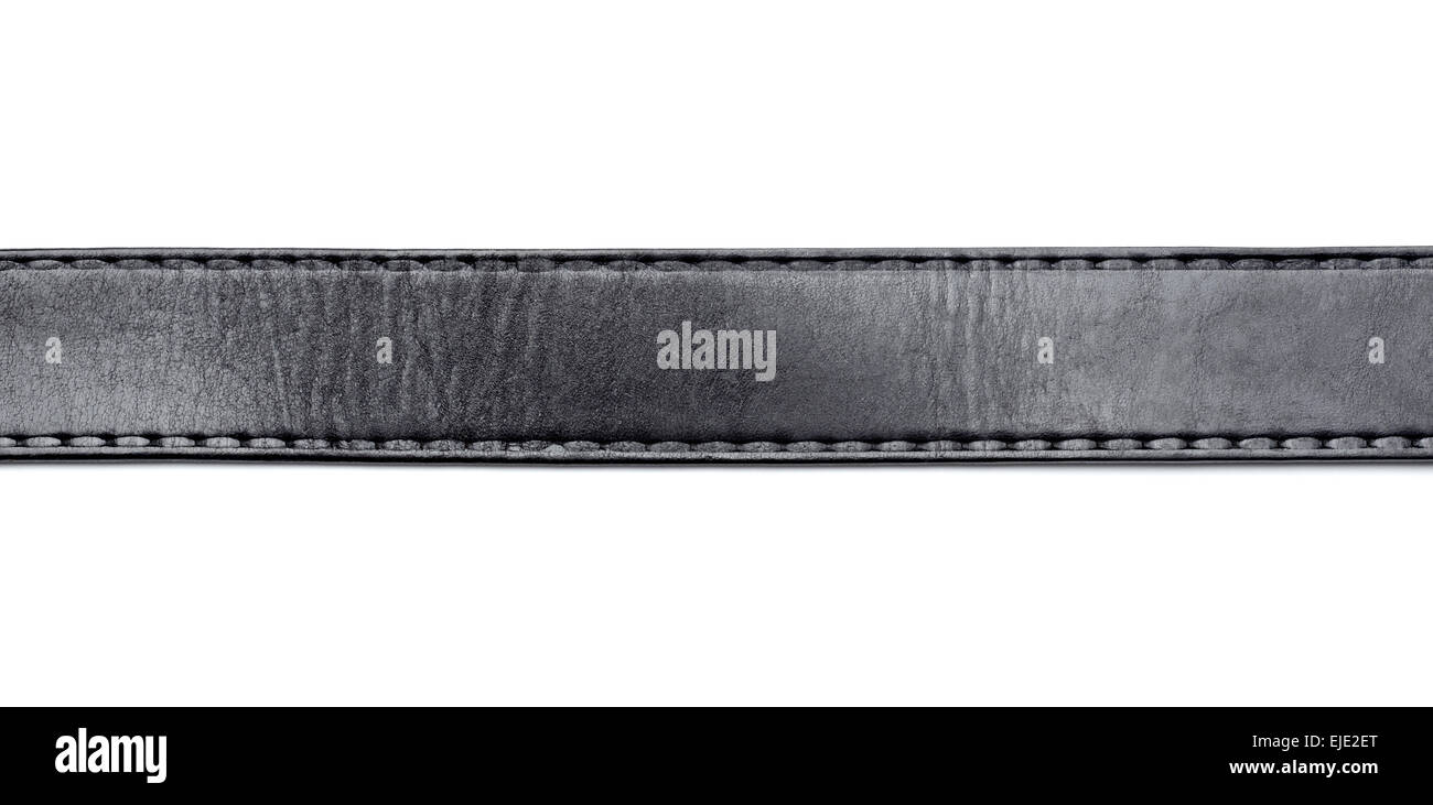 close up of a black leather belt on white background Stock Photo - Alamy