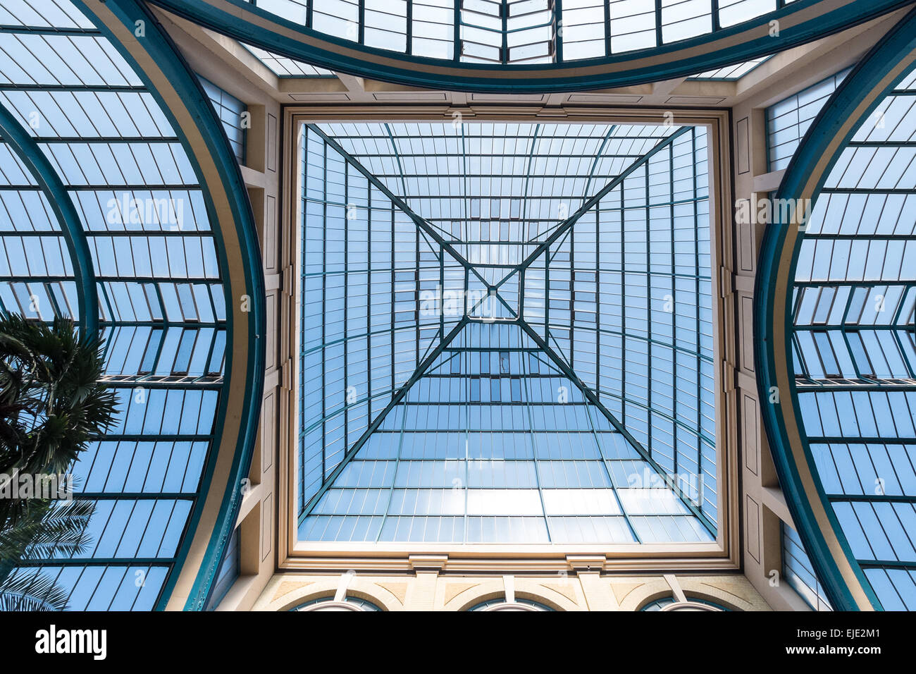 Alexandra palace roof with blue sky above Stock Photo - Alamy