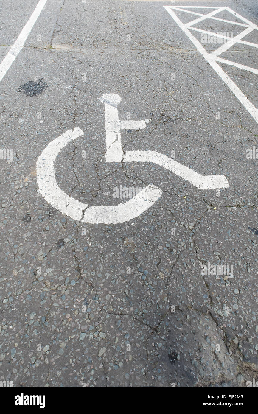 Disabled Parking Road Road signs in a car park disabled bay Stock Photo ...