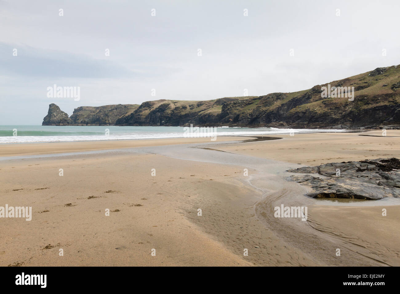 On the beach at Bossiney Haven, Tintagel Cornwall looking towards ...