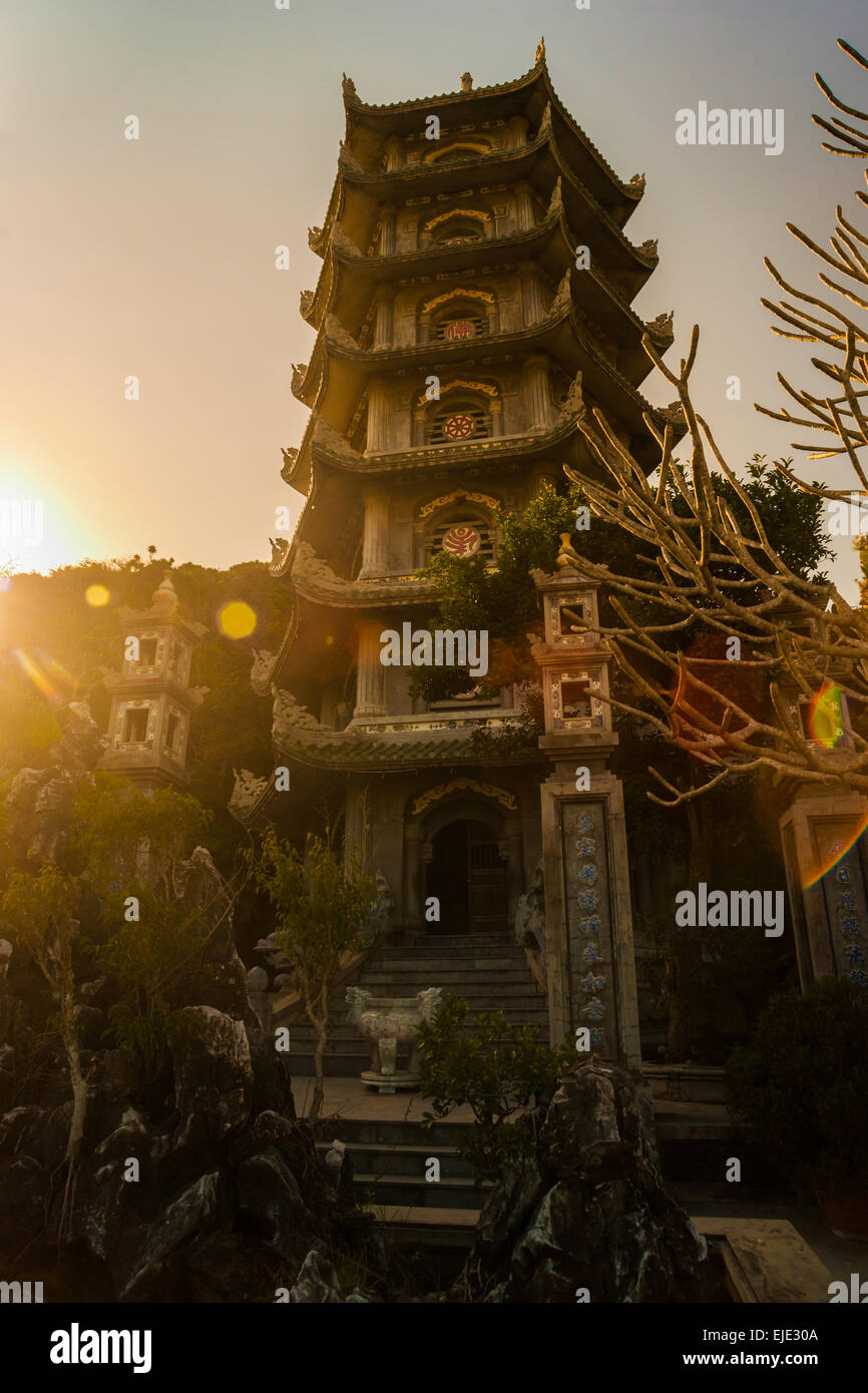 Buddhist pagoda tower, Marble mountains, Danang, Vietnam Stock Photo ...