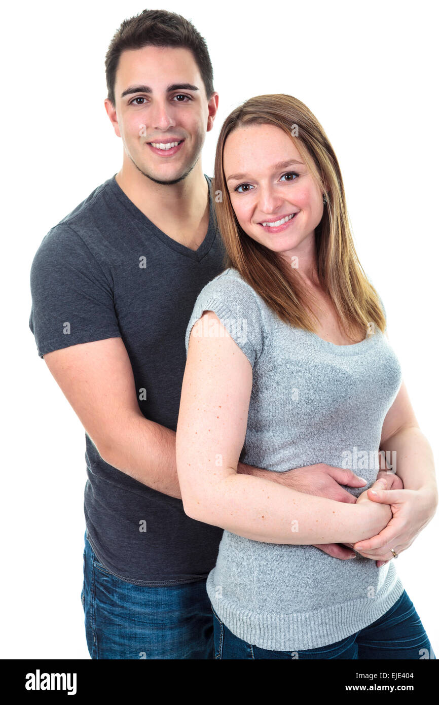 A Cute couple on studio white background Stock Photo - Alamy