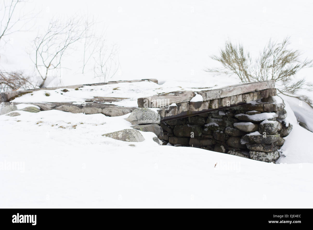 Bridge in the snow Stock Photo - Alamy