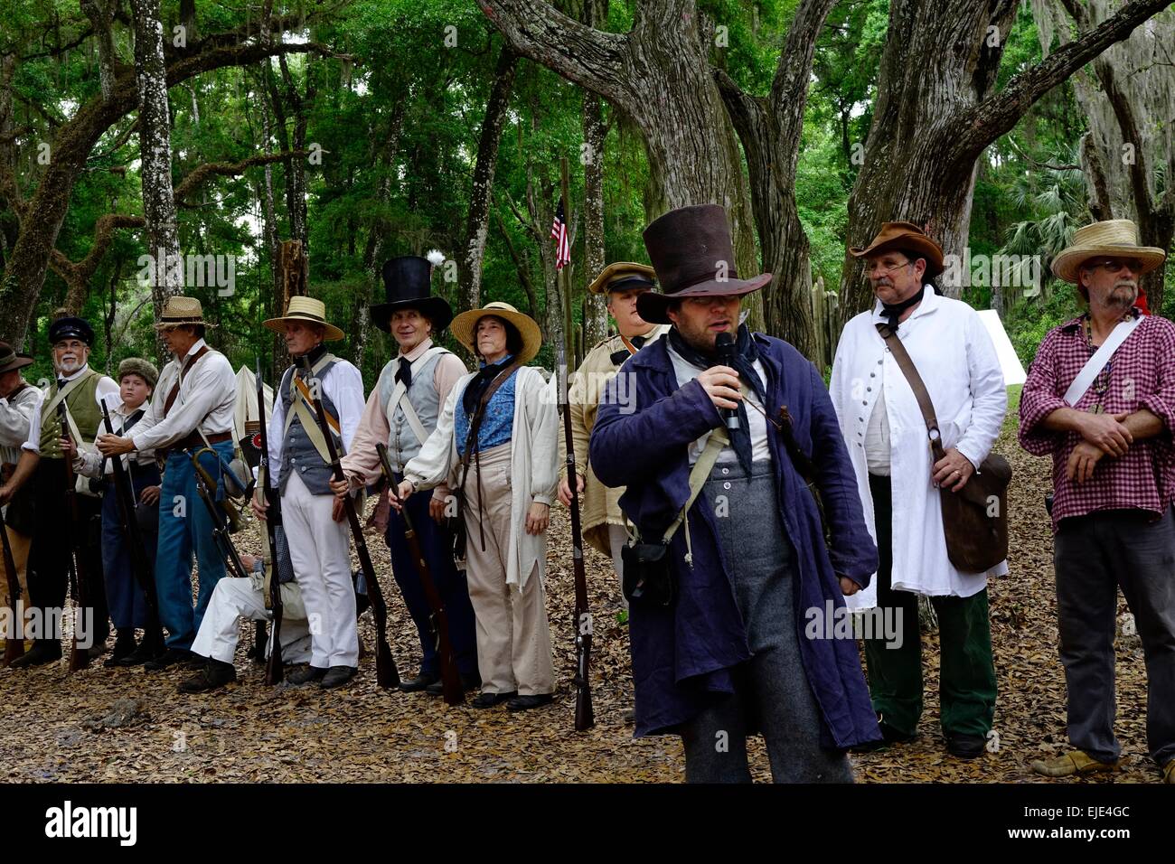 Re-enactors playing army men during Fort Cooper Days, Fort Cooper State ...