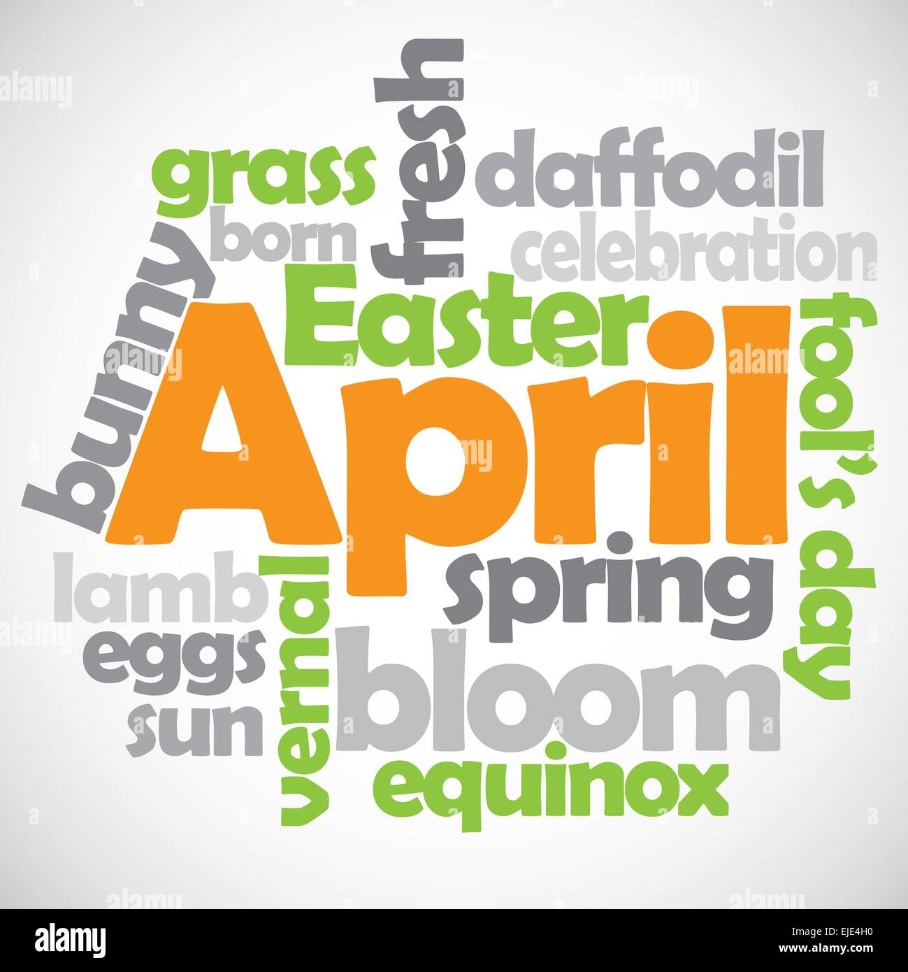 April month text illustration with many related words Stock Vector ...