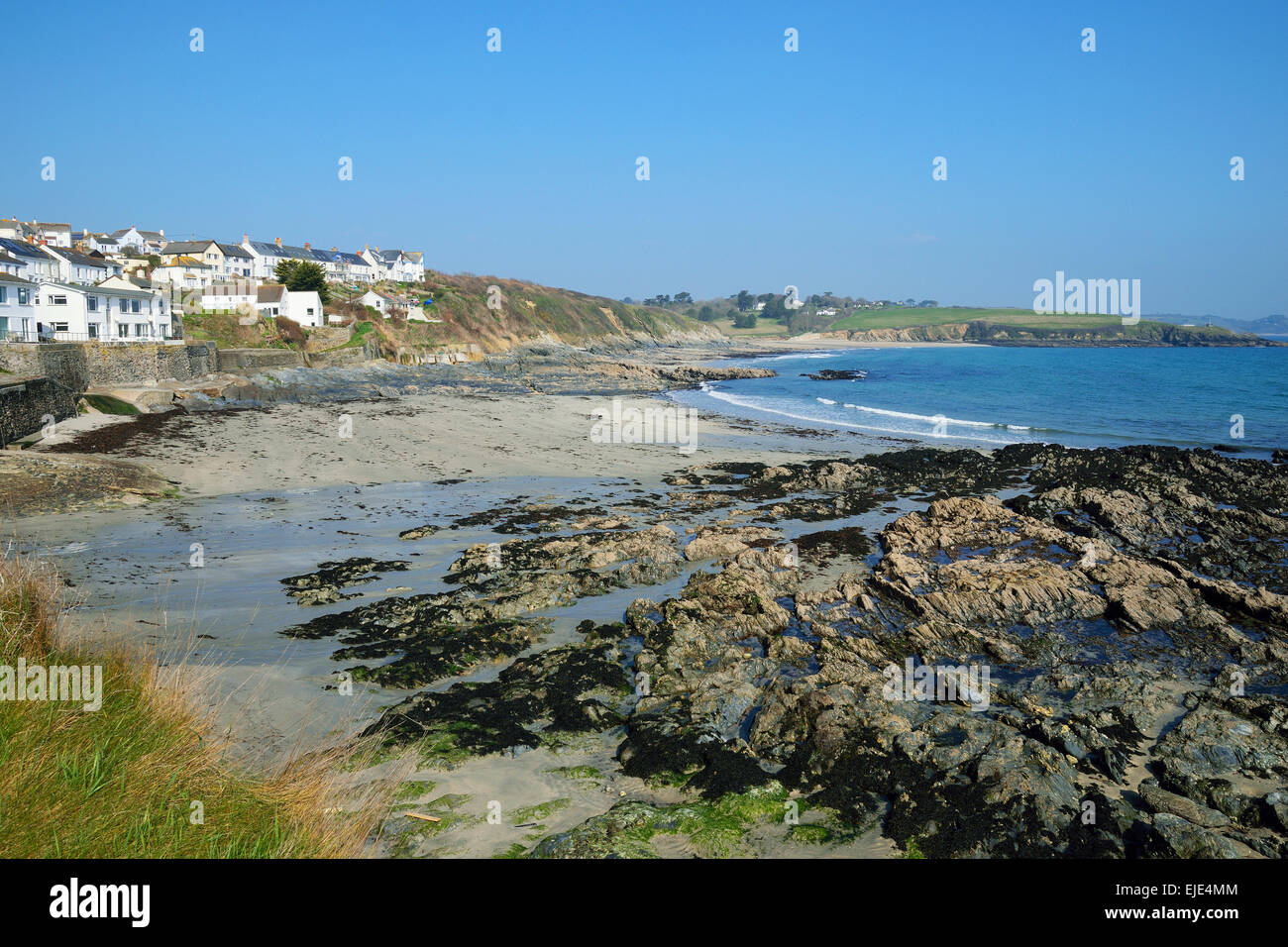 The beach at Portscatho on the Roseland peninsular in Cornwall, UK ...