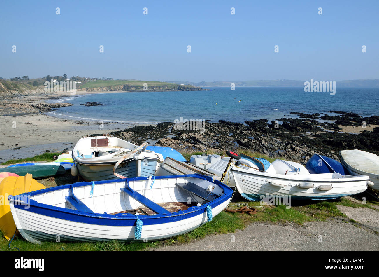 Fishing boats at Portscatho in Cornwall, UK Stock Photo - Alamy