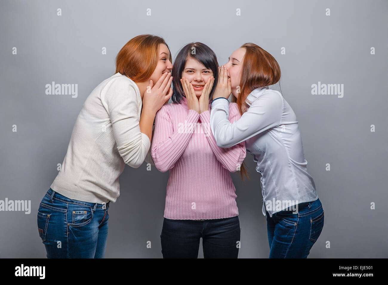 three female woman woman friends girl gossip rumors surprise surprise ...