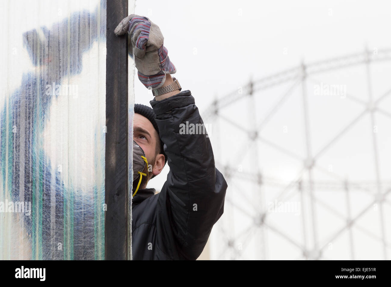 Artist Clemens Behr (Germany) in Piazza del Gazometro in Rome, Italy ...