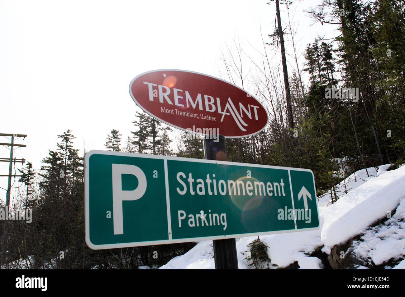 A Mont-Tremblant Ski Resort sign in Quebec Stock Photo - Alamy