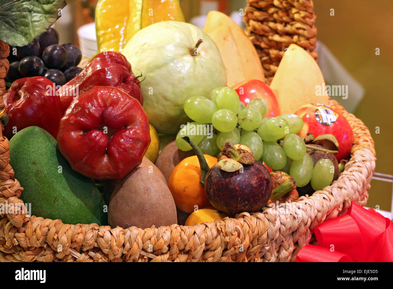 Variety of Tropical Exotic fruits basket Stock Photo - Alamy