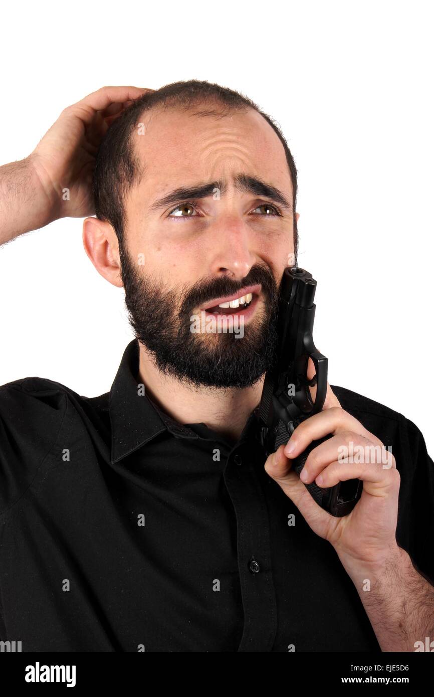 Man with gun Stock Photo - Alamy