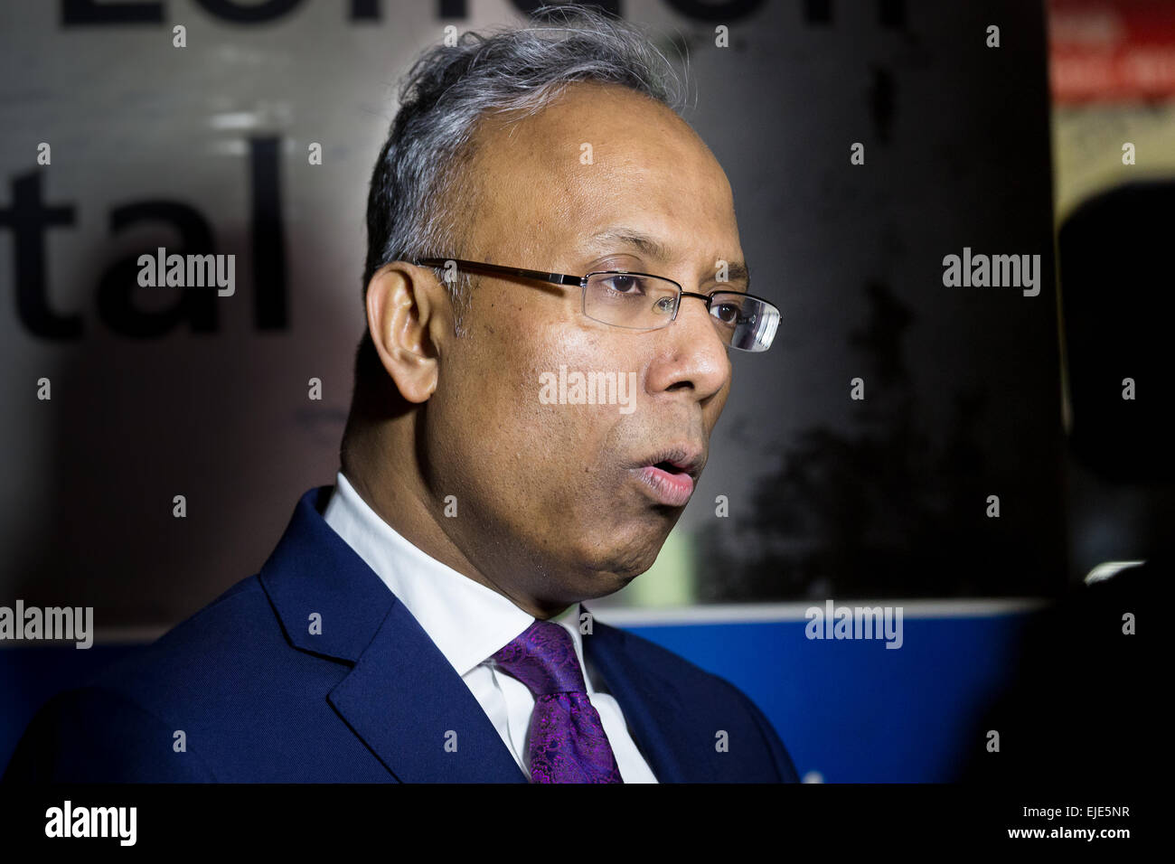 London, UK. 23rd Mar 2015. Mayor of Tower Hamlets, Lutfur Rahman speaks ...