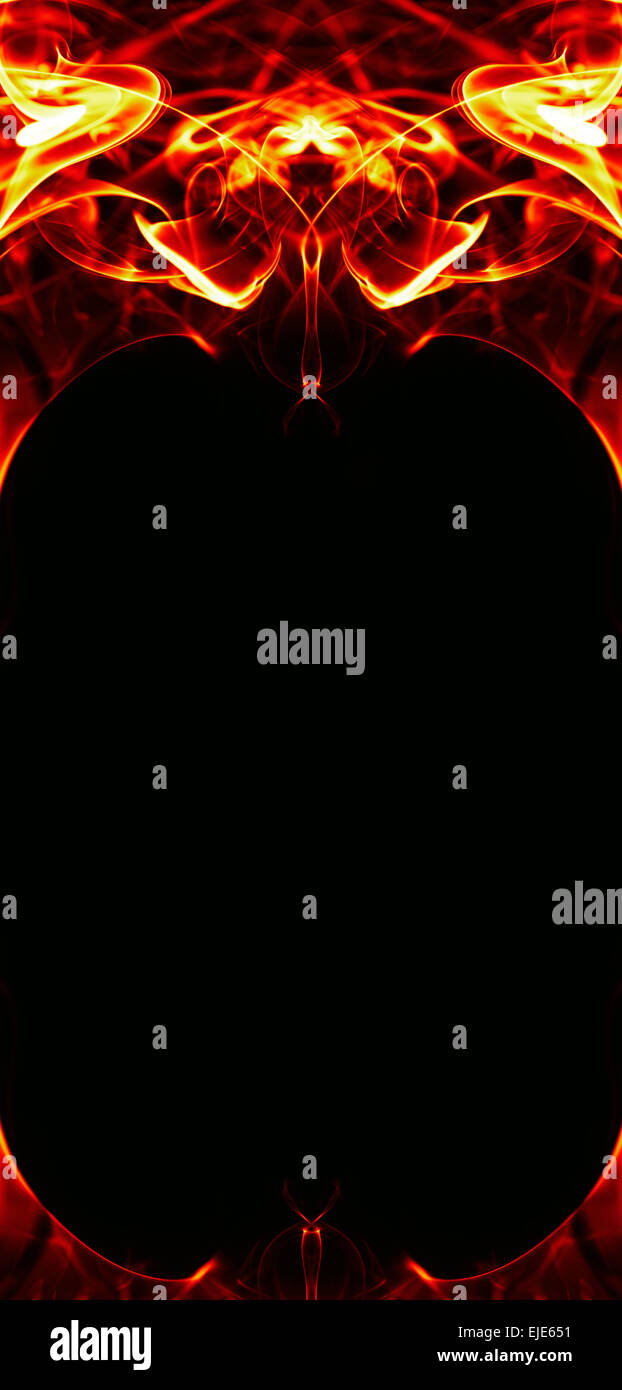 abstract fire flame frame on black background Stock Photo - Alamy