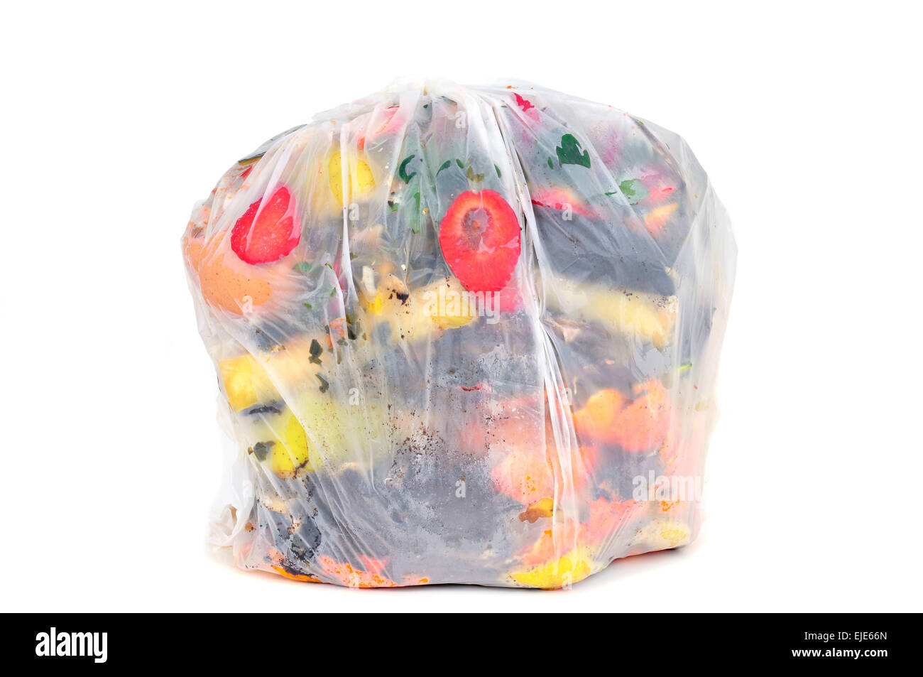 a biodegradable bag full of biodegradable waste on a white background ...