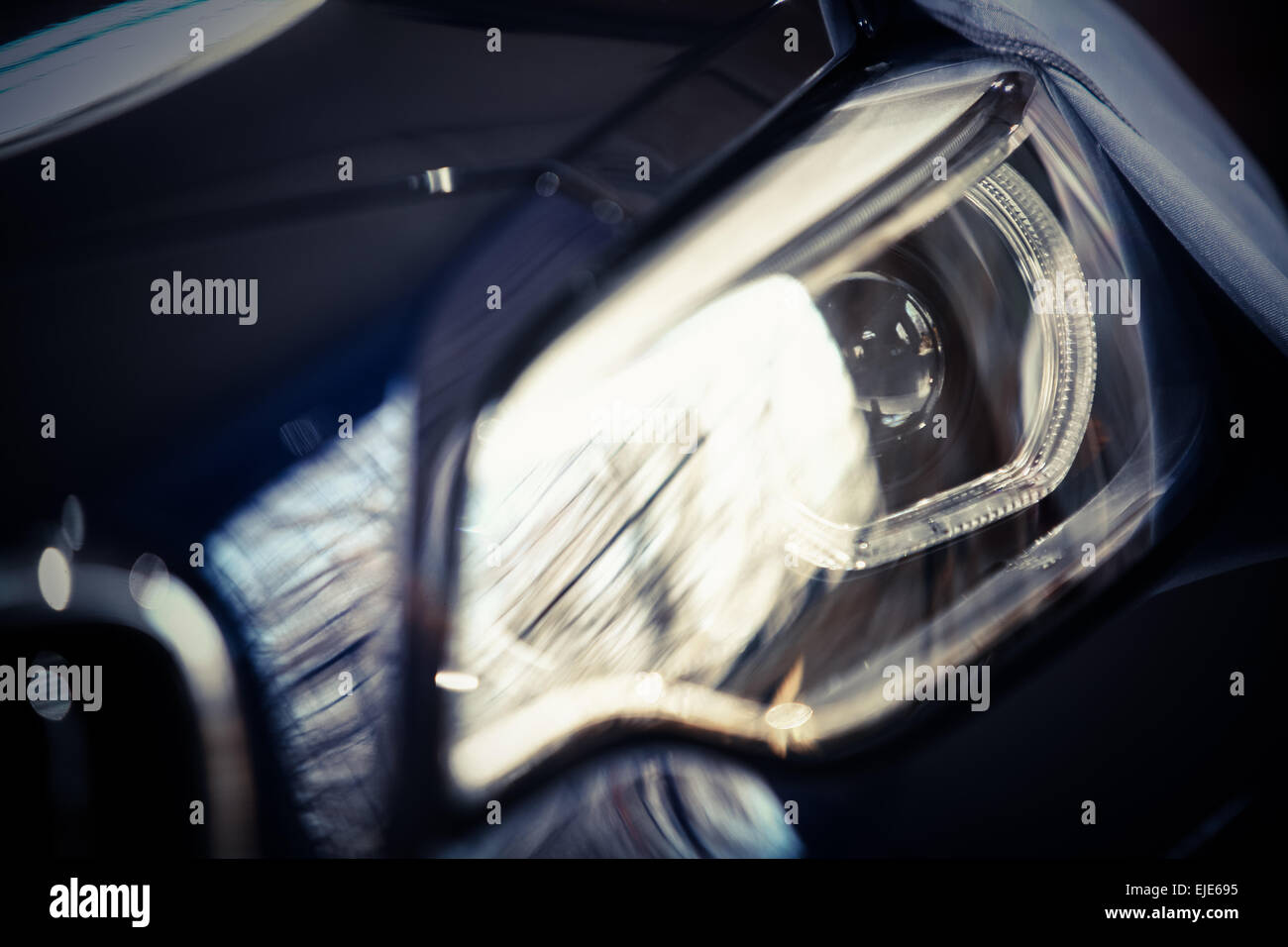 Detail on one of the LED headlights of a car Stock Photo - Alamy