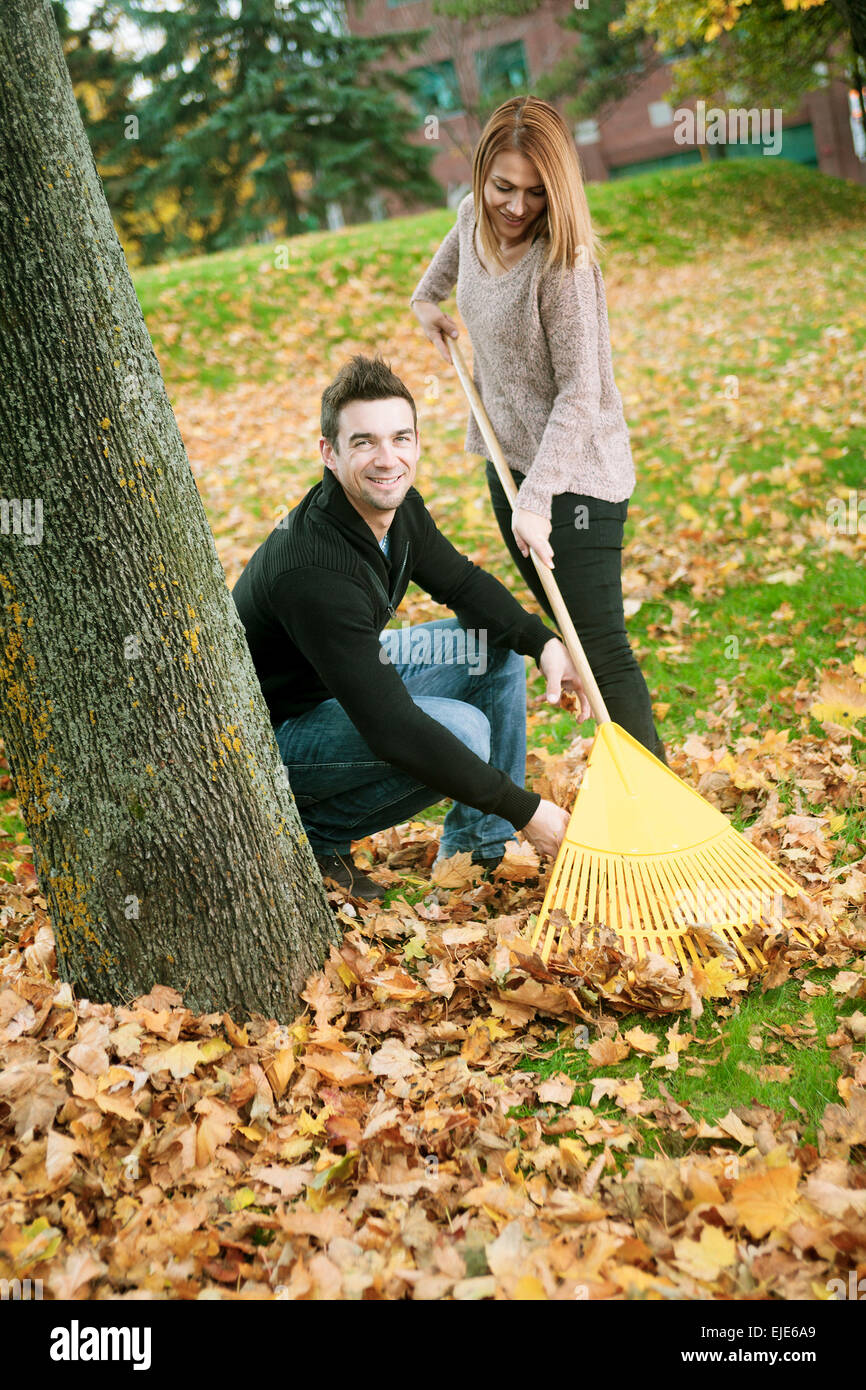 Young happy couple in autumn season Stock Photo - Alamy