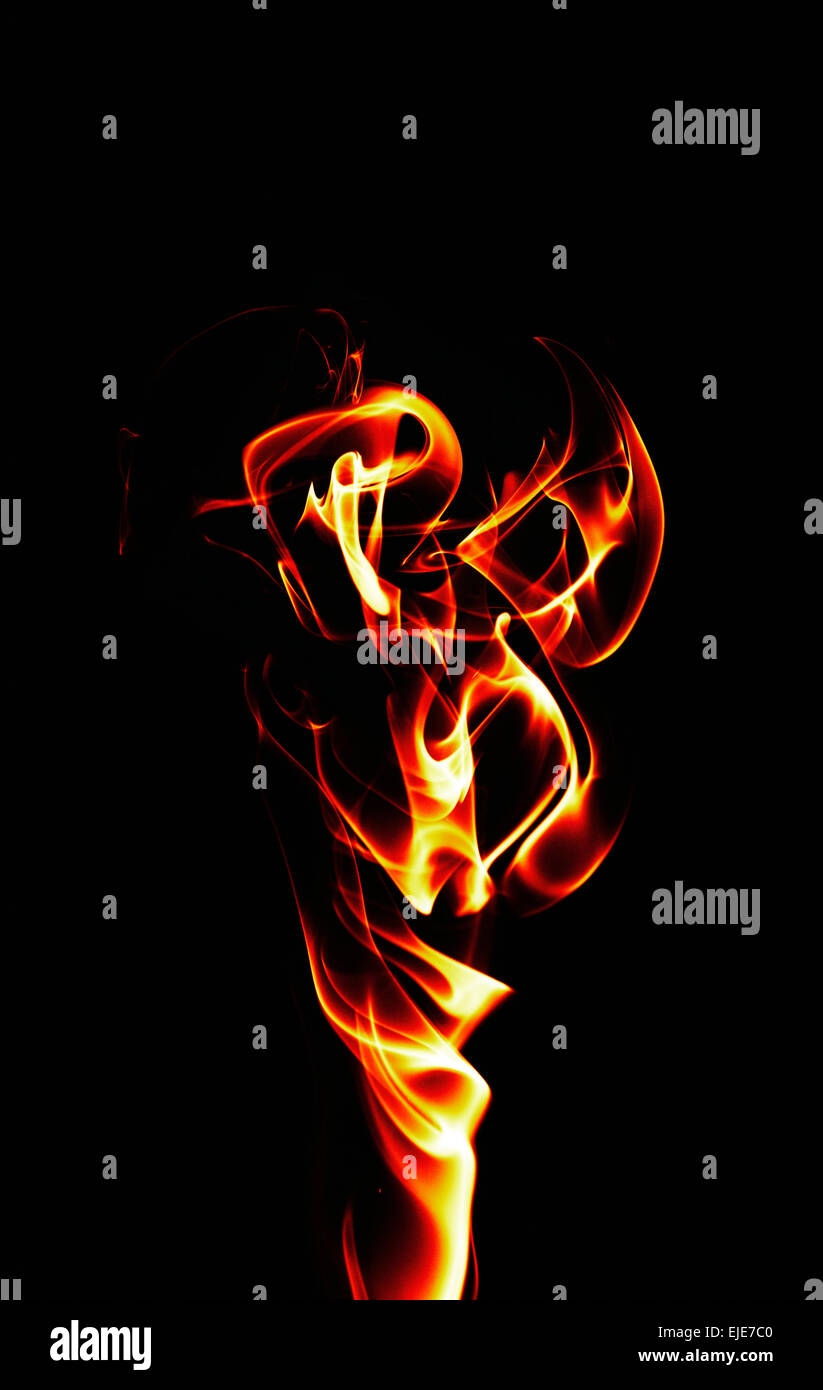 Abstract Fire flames on black background Stock Photo - Alamy
