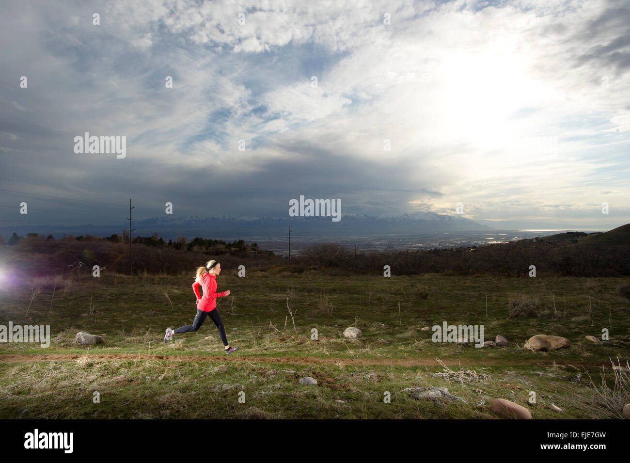 Woman running in Utah Stock Photo - Alamy
