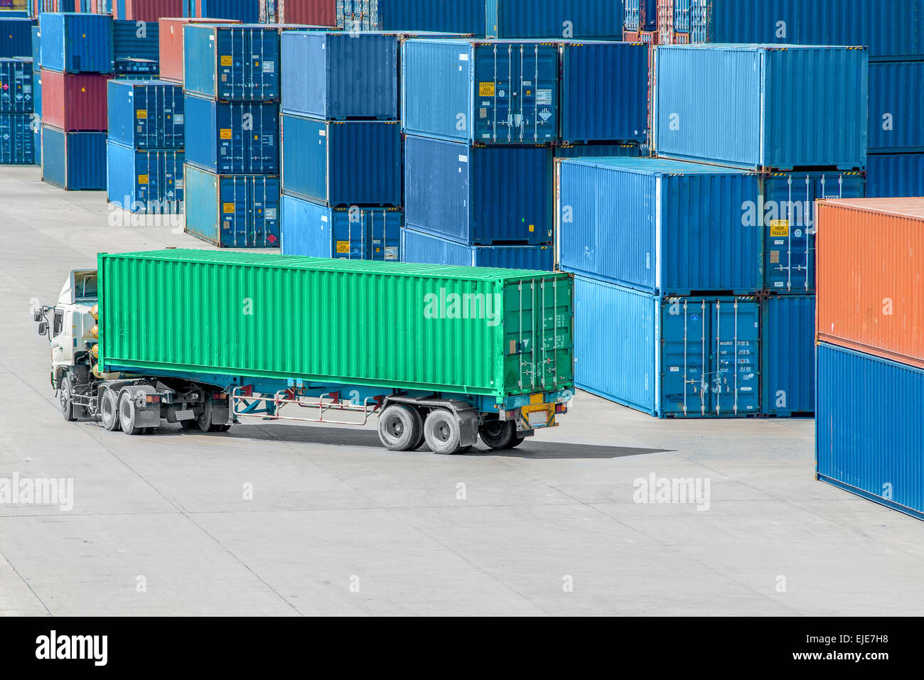Truck in container depot Stock Photo - Alamy