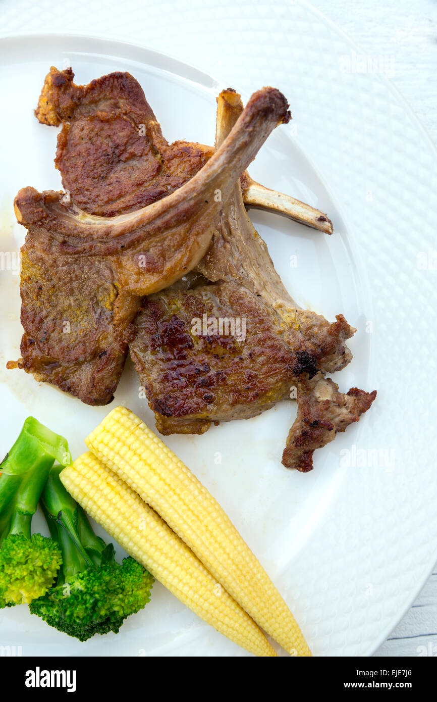 Gourmet Main Entree Course Grilled Lamb steak Stock Photo - Alamy