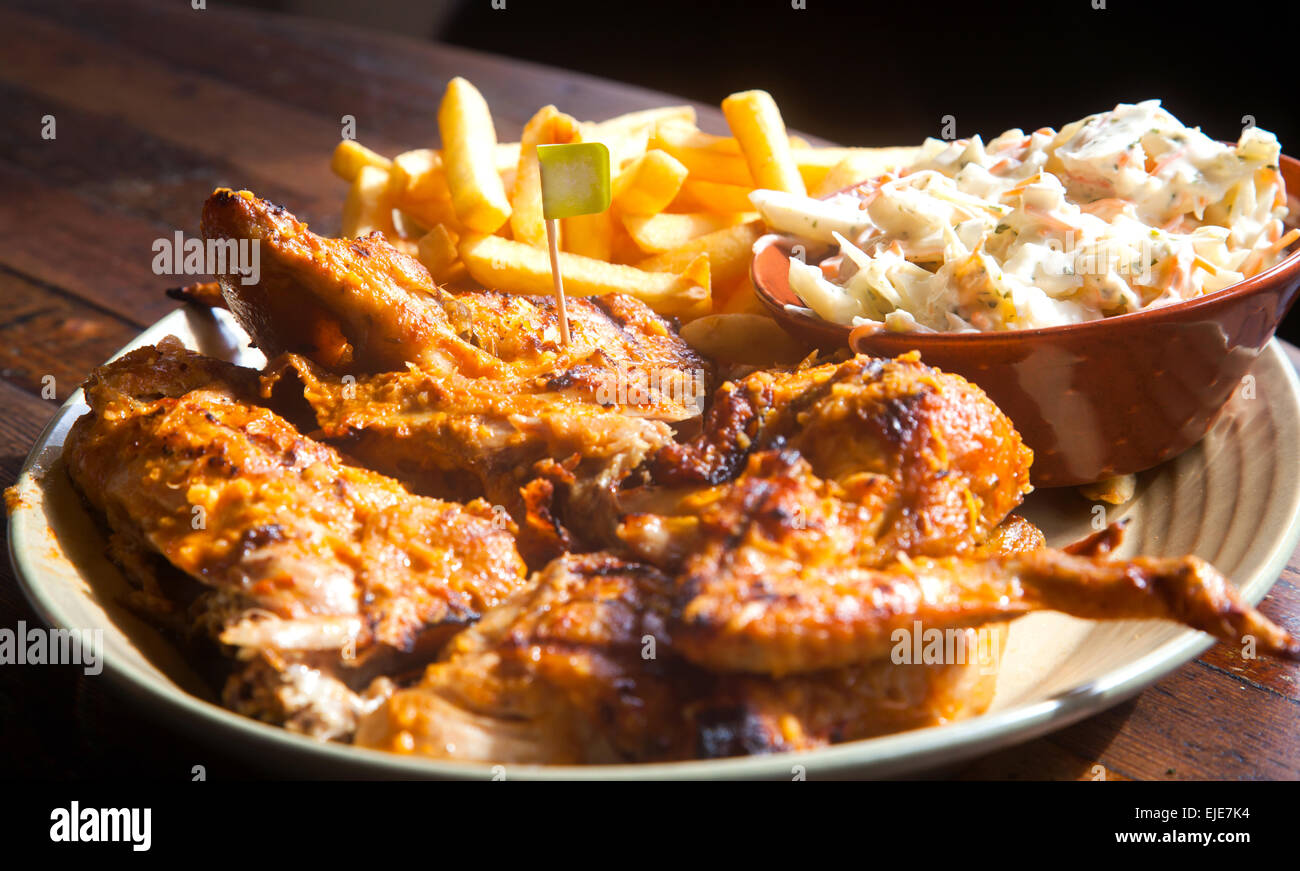 Gourmet Main Entree Course Grilled Chicken steak with spicy seasoning ...