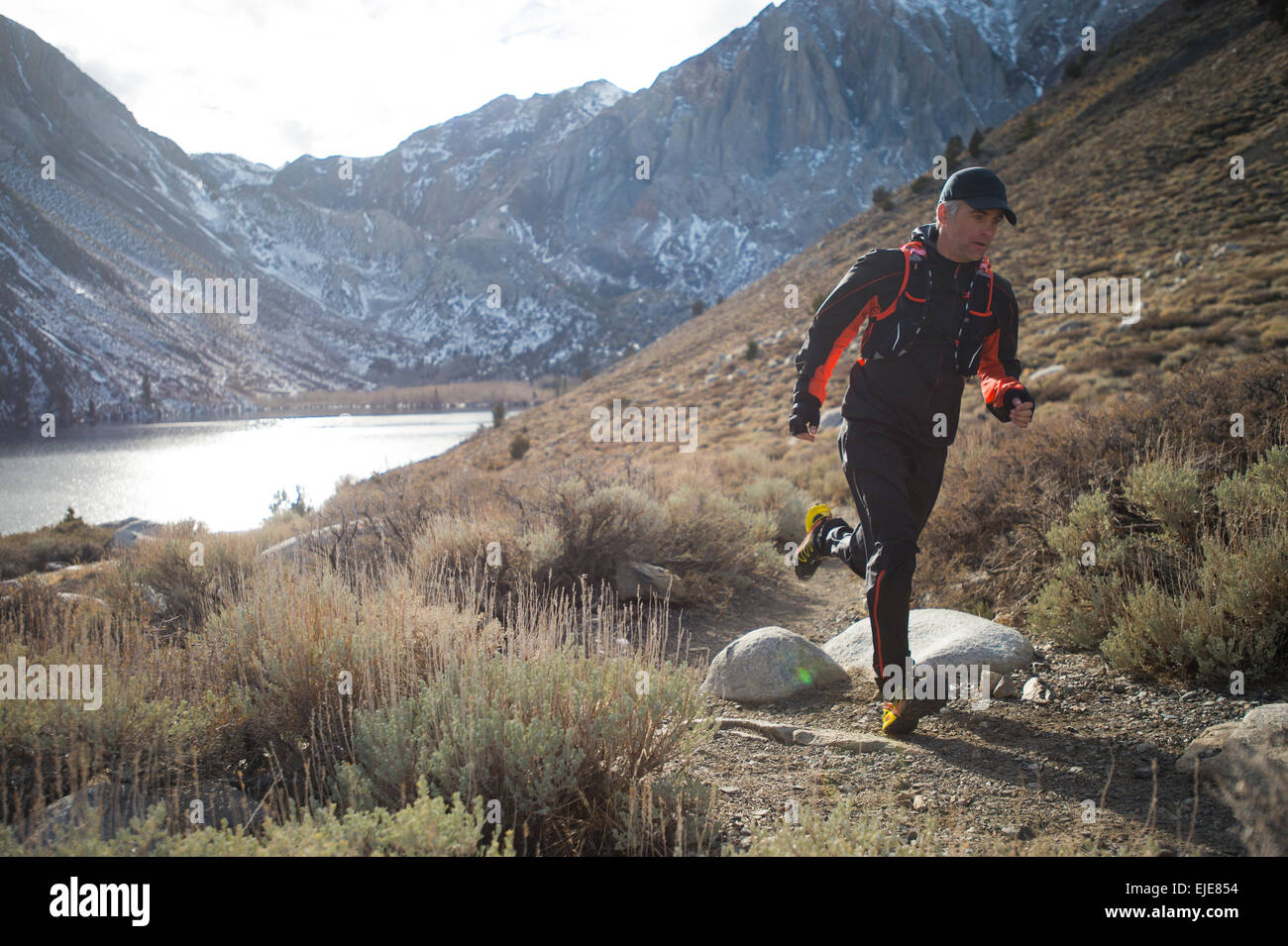 Man Running in the Mountains in California Stock Photo - Alamy