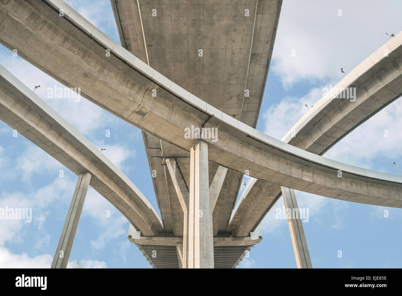 Elevated expressway. The curve of suspension bridge, Thailand Stock ...