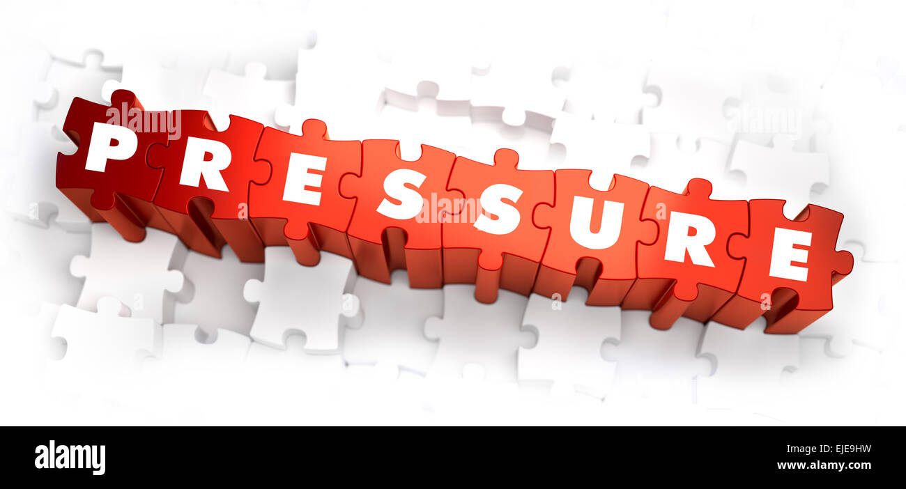 Pressure - Text on Red Puzzles on White Background. 3D Render Stock ...