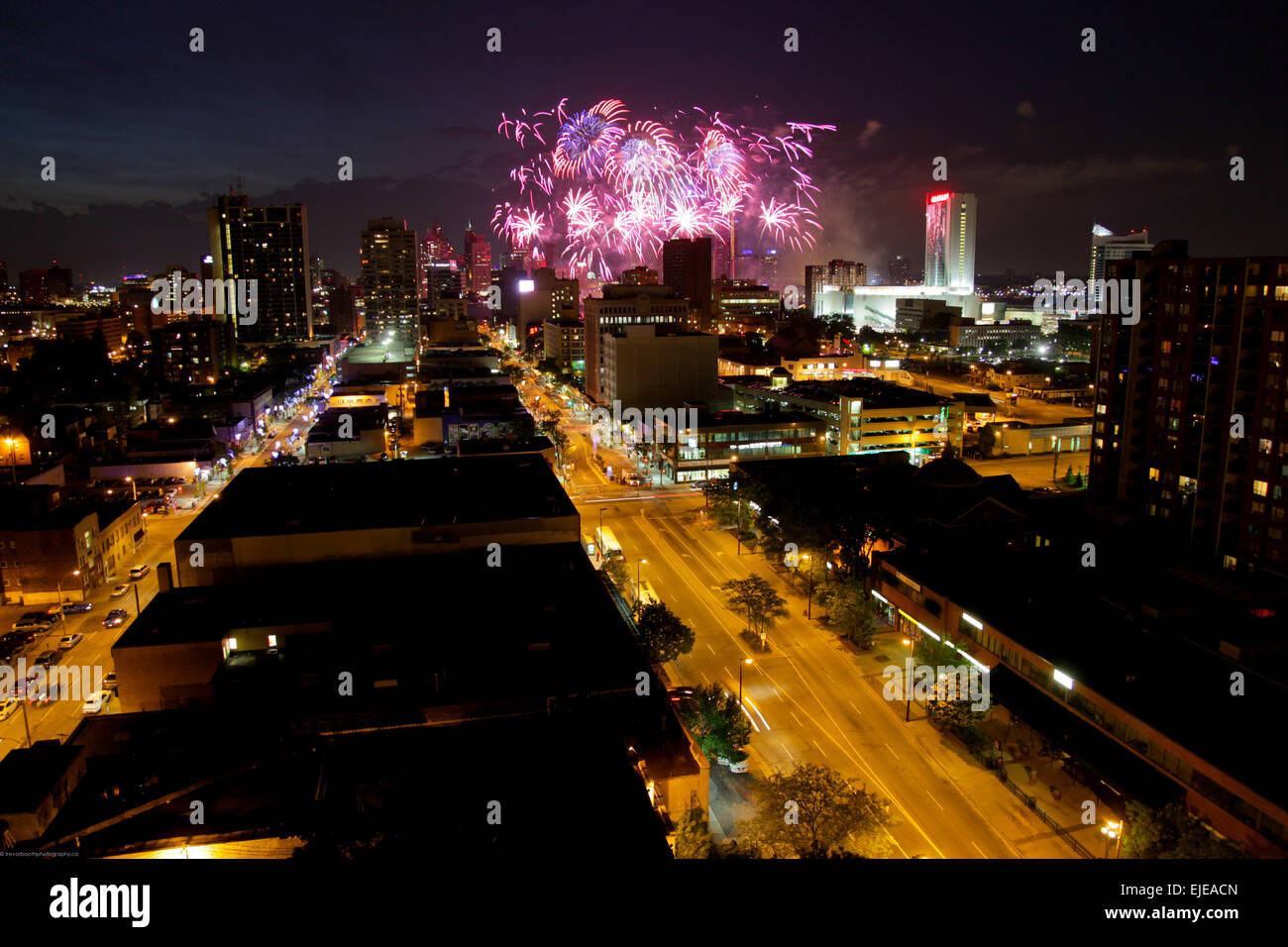 fireworks on the Detroit River between Windsor Ontario and Detroit ...