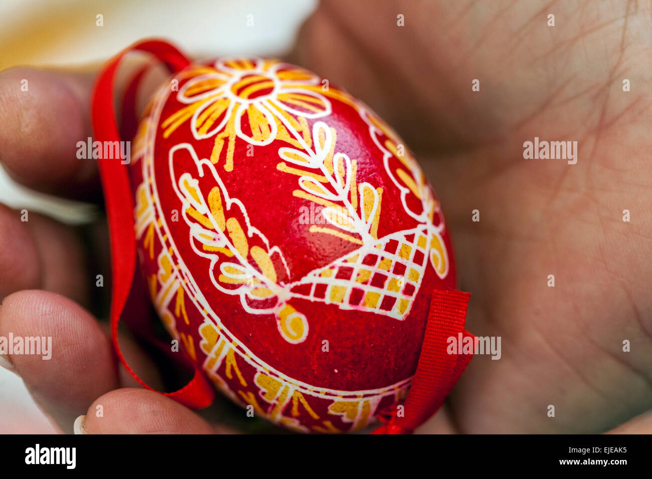 The folk motif of Easter egg, close up Prague Czech Republic, Europe ...
