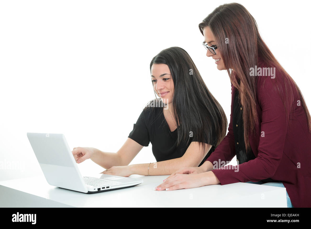 Two students work computer Stock Photo - Alamy