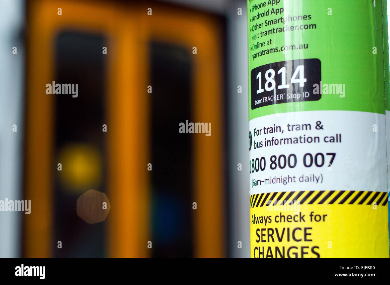 Tram stop information and tram door, Fitzroy, Victoria, Australia Stock ...