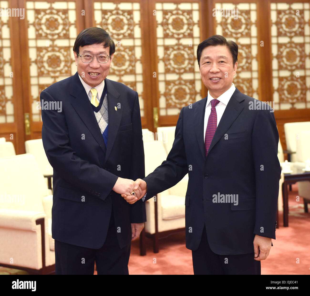 Beijing, China. 25th Mar, 2015. Chinese Vice President Li Yuanchao (R ...