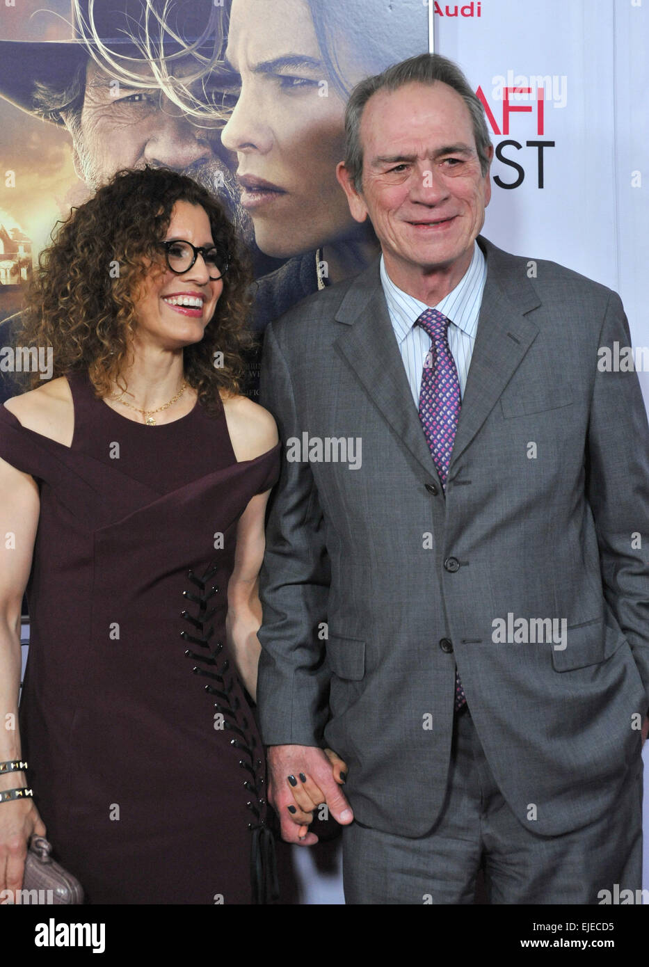 LOS ANGELES, CA - NOVEMBER 11, 2014: Tommy Lee Jones & wife Dawn Laurel ...