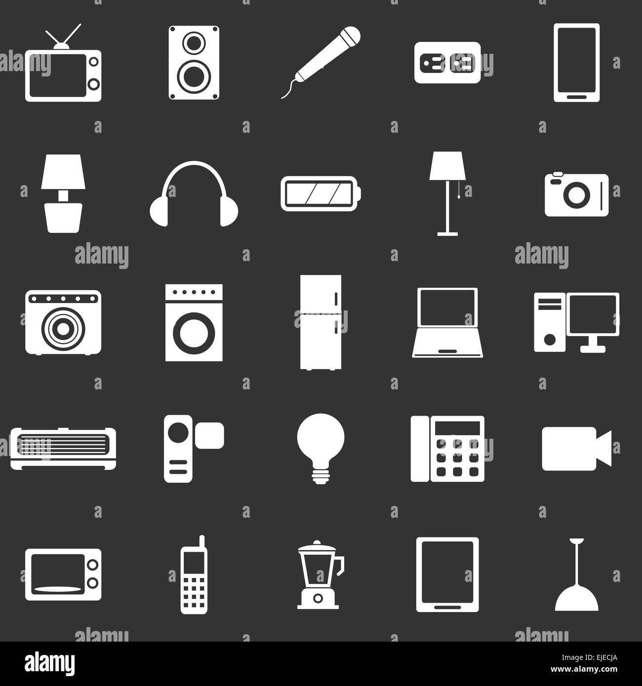 Electrical Machine icons on black background, stock vector Stock Vector ...