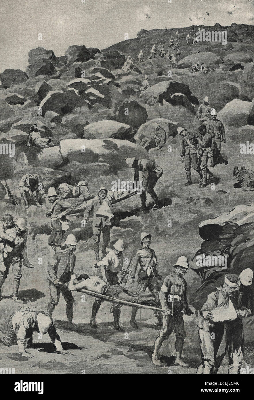The Battle of Spion Kop - the British carrying their dead and wounded ...