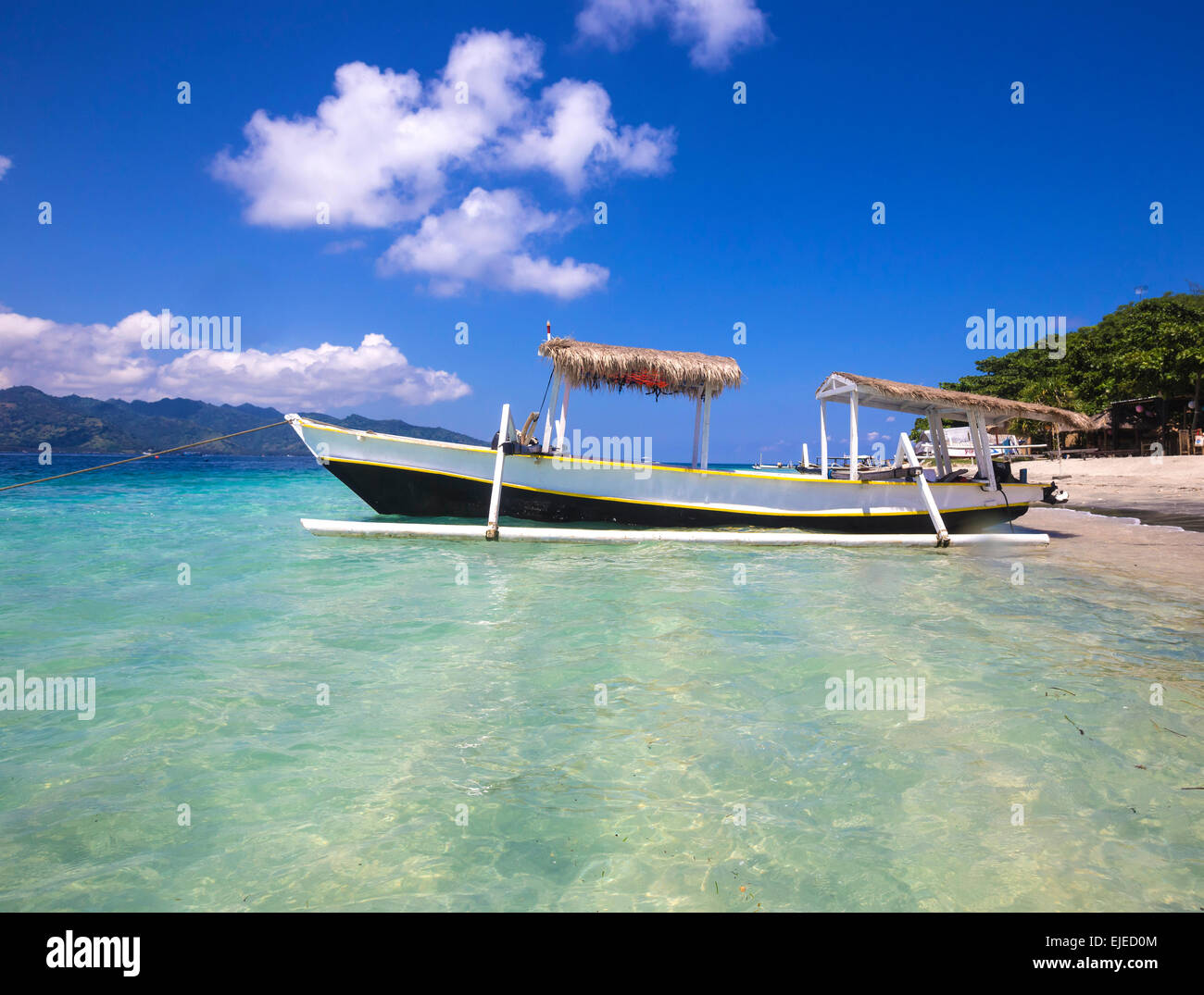 Long Tail Boat on Tropical Beach, Gili island, Bali Stock Photo - Alamy